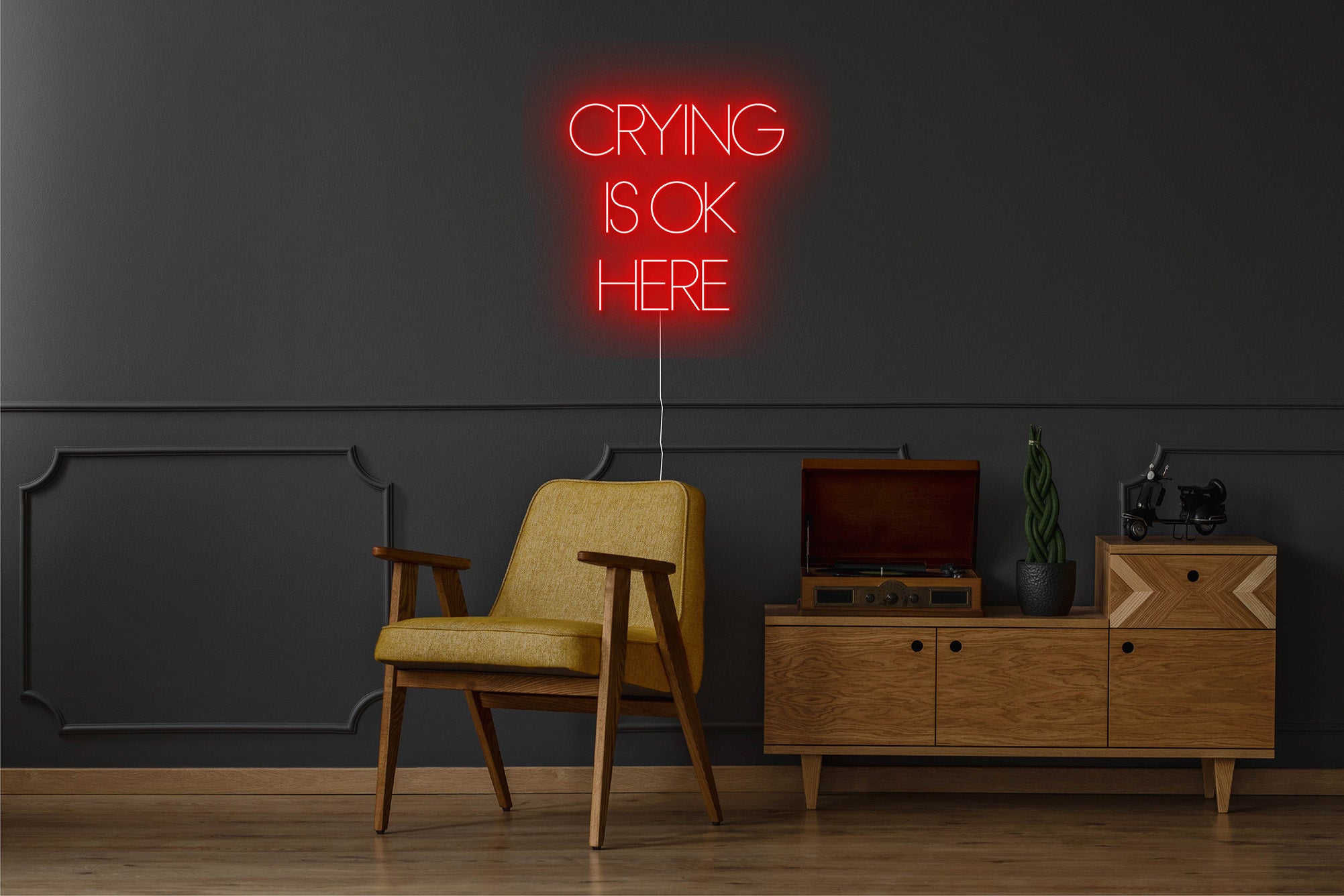 CRYING IS OK HERE- Néon décoratif mural ⚡ Lightmyneon